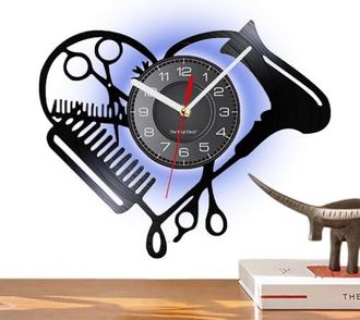 Generic Horloge murale de salon de coiffure - Horloge murale de salon de 12 pouces | D&eacute;corations de coiffure silencieuses pour magasin, d&eacute;coration murale de s