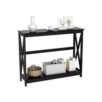 Yaheetech Yaheetech - Table Console Moderne en Bois Table de Canap&eacute; Rectangulaire avec 3 Etag&egrave;res de Rangement pour Salon Petits Espaces Vestibule Etroit Foyer