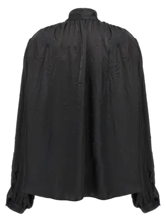 Balenciaga Double Sleeve with Lavalli&egrave;re Collar Shirt - Black