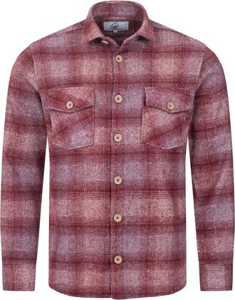 Rock Creek Herren Hemd Kariertes Flanellhemd Karohemd Herrenhemd Flanell Hemden Holzf&auml;llerhemd &Uuml;bergangsjacke Langarm Kariert Winter H-329 Weinrot M