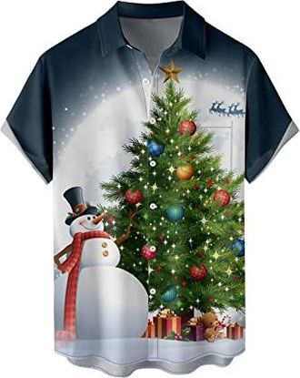 Generic Chemise hawa&iuml;enne &agrave; manches courtes pour homme Motif P&egrave;re No&euml;l 2025, Chemise de No&euml;l grise pour homme, XXL