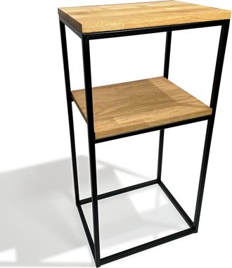 FlexiStyle Konsolentisch schwarz Metall Holz Eiche Industrial LOFT Design (40x80x30 Zwei Regale)