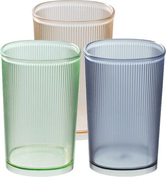 BESPORTBLE 3 St&uuml;ck Aufbewahrungsbecher f&uuml;r Zahnb&uuml;rsten und Mundsp&uuml;lung 500ml Transparenter Badezimmerbecher mit Streifen In Gr&uuml;n Gelb und Blau Bpa Frei Multifunk