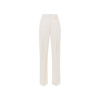 Elisabetta Franchi Femme, Pantalons, Beige, Taille: 40 FR Pantalon Large en Crêpe Léger