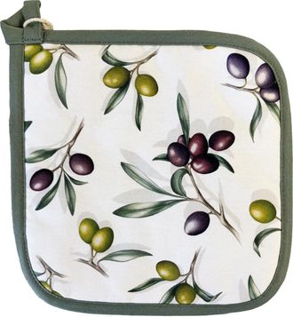 Ambiente Topflappen 20 x 20 cm potholder Baumwolle mit Isolierung Oliven Mediterran Delicious Olives