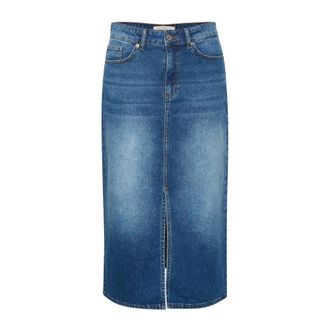Part Two Dunkler Vintage Denim Rock mit Frontschlitz - - Skirts - Damen - Blau - XS