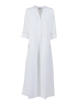 PESERICO Knielanges Kleid - Wei&szlig;