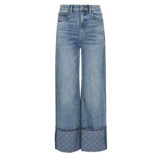 Tory Burch Straight-Leg-Jeans mit T-Monogramm-Motiv - - Jeans - Damen - Blau - W28