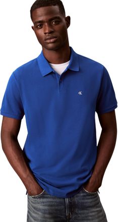 Calvin Klein Herren SS Monogram Pique Polo LV040EM269 S/S Polo, Blau (Chase Blue), L, Blau (Chase Blue), L