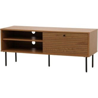 Hhg TV-Rack HHG-275, Lowboard TV-Schrank, skandinavischer Stil Metall Holz Melamin MVG 50x120x40cm natur