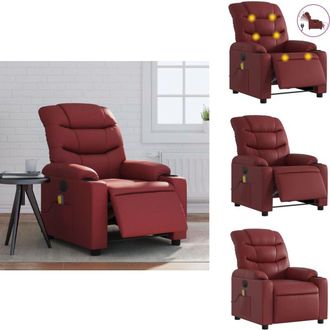 vidaXL Massagesessel Elektrisch Weinrot Kunstleder - Massage Sessel - Elektrischer Sessel - Relaxsessel - Fernsehsessel - Bequeme Sessel