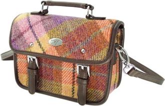 Glen Appin Harris Bervie Mini sacoche en tweed avec bandouli&egrave;re r&eacute;glable et amovible, 124 Carreaux violet p&ecirc;che, s