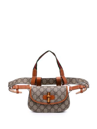 Gucci mini sac banane Web Bamboo 1947 à motif GG Supreme (2016-2024) - Marron