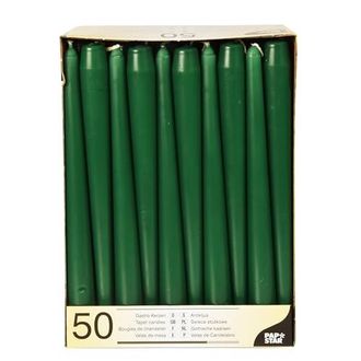 Papstar 50 bougies pour chandelier, diam&egrave;tre : 2,2 cm, 25 cm, vert fonc&eacute;