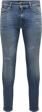 Only & Sons Onswarp Skin Jax LM DEST 8793 Tai DNM Vd Jeans, Bleu Denim Clair Moyen, 32W x 32L Homme