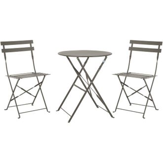 SVITA Berlin Balkonm&ouml;bel Bistroset Stuhl Tisch Garten Bistro Cafe Metall Klappm&ouml;bel Taupe - Svita