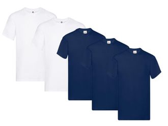 Fruit Of The Loom Herren T-Shirt Original T M L XL XXL 3XL 4XL 5XL auch Farbsets, 3Navy 2Weiss, 3XL (5er Pack) + 1HL-Kauf Notizblock