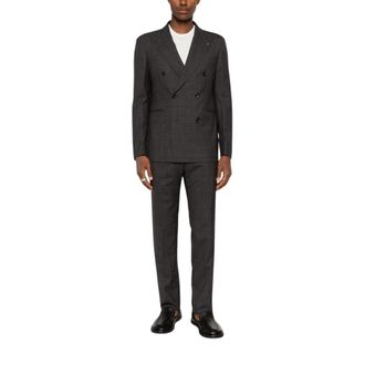 Tagliatore Prince of Wales Zweireiher-Anzug - - Suits - Herren - Schwarzk - XL