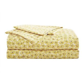 Betsey Johnson Queensize-Bettlaken-Set, seidige und leichte Bettw&auml;sche, farbecht und knitterarm (Sonnenblumenfeld, Gelb, Queen-Size)