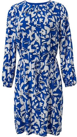 Comma Minikleid Kleid Gemustertes Midi-Kleid mit Faltenausschnitt