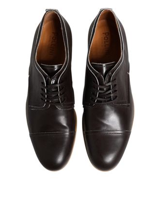 Pollini Mens Dark Brown Leather Derby Lace Up Dress Formal Shoes