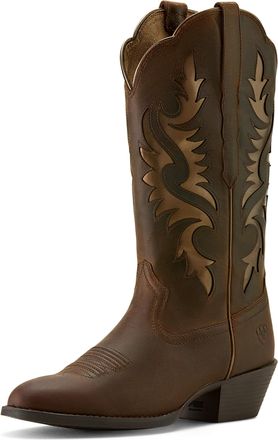 Ariat Womens Heritage Retro R Toe Western Boots in Sassy Brown Bronze, B Medium Width, Size 42.5, by Ariat