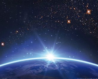 1art1 Der Weltraum Poster Sternenhimmel Über Dem Erdhorizont Kunstdruck Bild 50x40 cm