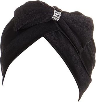 Generic Turban ethnique enveloppant un noeud - Chapeau tress&eacute; - Bandeau large - Tissu extensible pour femme, Noir, Taille unique