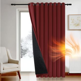 Deconovo Thermovorhang K&auml;lteschutz, Gardinen mit &Ouml;sen gegen K&auml;lte, W&auml;rmeisolierend Vorhang Verdunkelung Wohnzimmer, 160x280cm(H&ouml;hexBreite), Dunkelrot, 1 St&uuml;ck