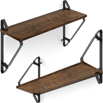 TecTake Lot de 2 &Eacute;tag&egrave;re Murale &Eacute;tag&egrave;re Biblioth&egrave;que &Eacute;tag&egrave;res Rangement Meuble Industriel Rangement Bureau, Salon, Chambre, Meubles de Salon, Salle de Bain Cu