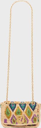 Gerard Darel Mini sac port&eacute; travers en raphia multicolore - LE MINI FANNY - Multicolore