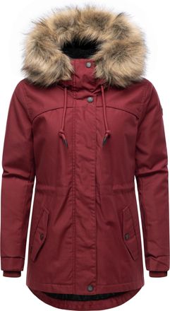 Ragwear Damen warme Winterjacke mit abnehmbarem Kunstfell und flauschigem Teddy Fleece Futter Kurzmantel Tawny Short YOUMODO Wine Red Gr. 5XL