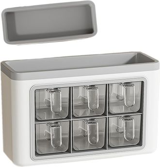 Generic Gew&uuml;rzregal mit 6 F&auml;chern - Paprika-Beh&auml;lter f&uuml;r die K&uuml;che, Gew&uuml;rzbeh&auml;lter an der Wand, transparent, mit 6 F&auml;chern f&uuml;r Zuhause, K&uuml;che, Hotel, Bar