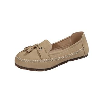 Generic Mocassins plats &agrave; enfiler pour femme - Couleur unie - L&eacute;gers - Antid&eacute;rapants - Confortables - Pour la marche, le travail et les loisirs, kaki, 39.5 EU