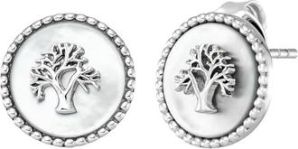 Engelsrufer Boucles doreilles en argent sterling avec arbre de vie sur nacre blanche, sans nickel, taille : 12 mm, ERE-LILTREE-PE, 12 mm, Argent sterling, Pas de 
