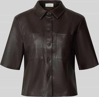 OPUS Slim Fit Kurzarmbluse in Lederoptik Modell Feleather