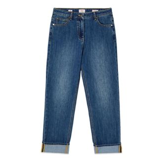 Oltre Regular Relaxed Jeans mit Umschlag - - Jeans - Damen - Blau - XS