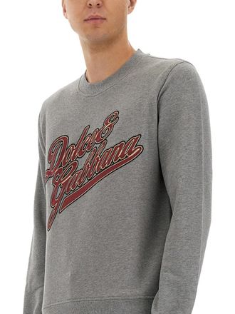 Dolce & Gabbana Embroidered Cotton Sweater - Gray