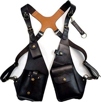 Generic Sac &agrave; bandouli&egrave;re double sous les bras, simili cuir PU vintage cach&eacute; sous les bras, sac &agrave; bandouli&egrave;re m&eacute;di&eacute;val antivol pour homme, portefeuille de s&eacute;c