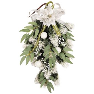 Garneck Weihnachtskranz K&uuml;nstlich H&auml;ngend mit Tannenzweigen und Bl&auml;ttern Dekorativer T&uuml;rkranz f&uuml;r Weihnachtsdekoration Festlicher Weihnachtsschmuck f&uuml;r Innen 