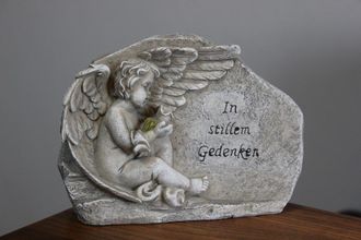 Goldbach Polyresin in stillem Gedenken mit Engel Grave eingerichtet, Stein grau, 19 x 6 x 14 cm