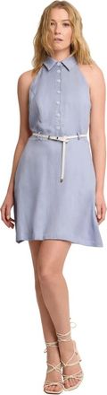Kocca Femme, Robes, Bleu, Taille: 42 FR Robe Chemise Mi-Cuisse Sans Manches