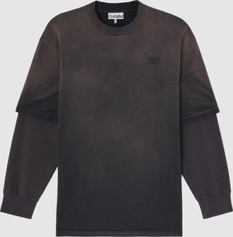 Ganni Tee-Shirt Heavy Cotton Jersey Washed Effect Phantom