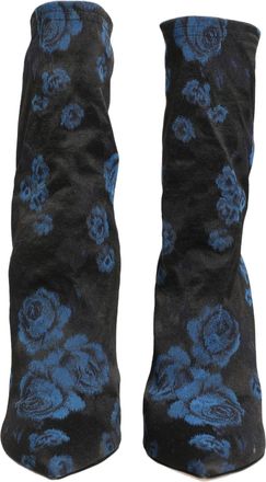Dolce & Gabbana Floral-Print Stretch Sock Boot - Black