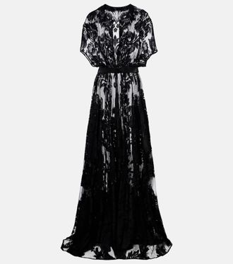 Norma Kamali Robe chemise &agrave; dentelle