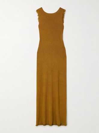 Proenza Schouler Silvia R&uuml;ckenfreies Maxikleid Aus Seiden-boucl&eacute; Mit Fransen - Gold