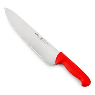 Arcos Couteau Chef Professionnel - Lame Acier Inoxydable Nitrum 30 cm - Manche Polypropyl&egrave;ne Rouge - Durabilit&eacute; et Pr&eacute;cision de Coupe - S&eacute;rie 2900