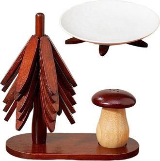 Generic Untersetzer-Set In Baumform - 23 X 12 X 12 Cm Gro&szlig;er Weihnachtsbaum-Untersetzer-Stapel, Holzuntersetzer F&uuml;r Warme Gerichte, Weihnachtsb&auml;ume, Faltbarer