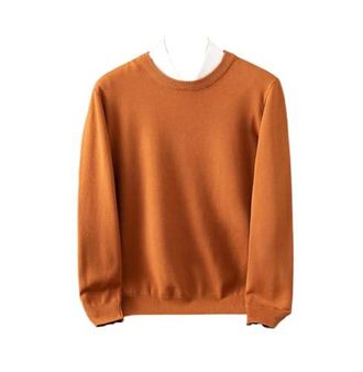 Generic Pull à col rond en laine mérinos pour homme - Pull polyvalent en tricot fin décontracté, 660, XXL