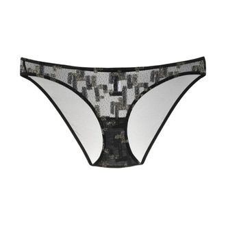 Eres Blumiger Slip Lingerie in Schwarz/Gold - - Underwear - Damen - Schwarzk - L